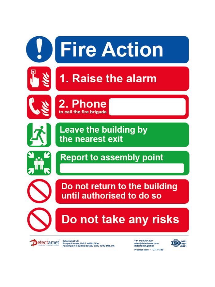 Fire Action Signs | Workplace Health and Safety Signs | Detectamet